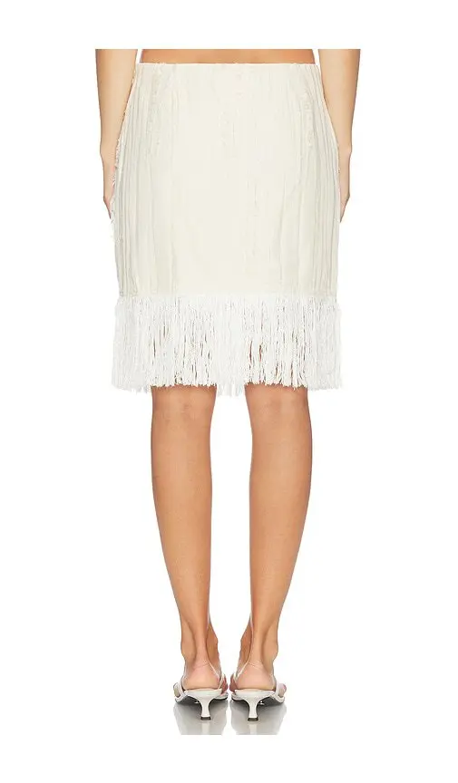 YELLOW THE LABEL Fritz Fringe Skirt In White