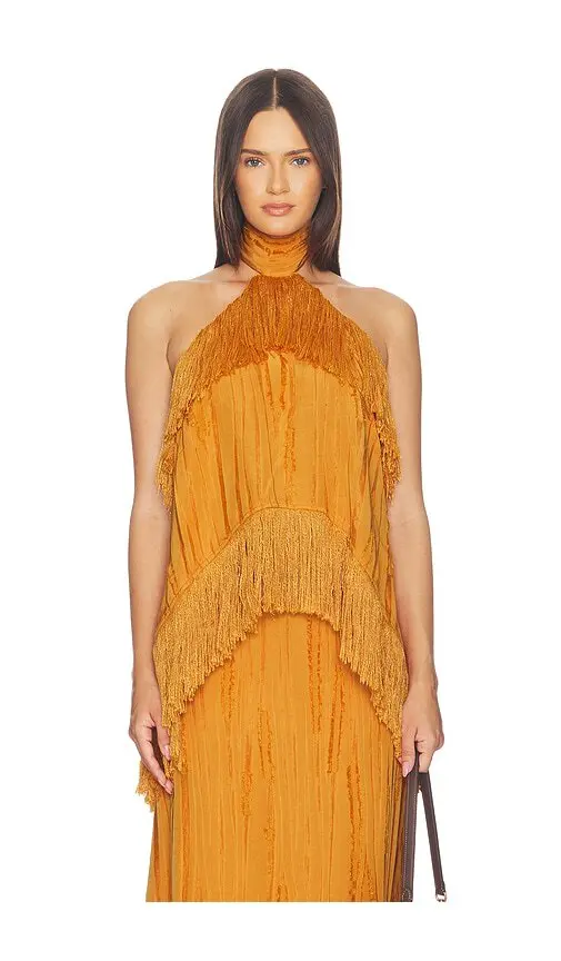 YELLOW THE LABEL Jones Fringe Top - Orange