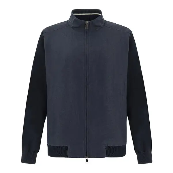 Paul & Shark Hybrid Jacket In Cotton And Linen With Stand Collar
