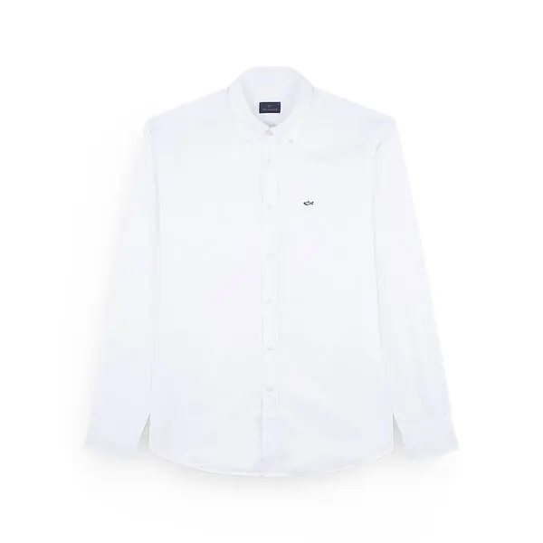Paul & Shark Oxford Cotton Shirt With Shark Embroidery