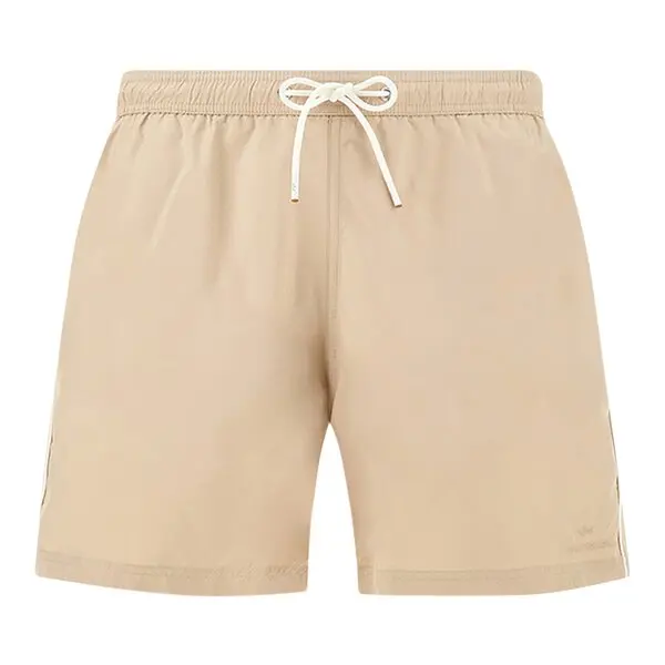 Paul & Shark Portofino Microfiber Swim Shorts With Logo Embroidery - Oatmeal