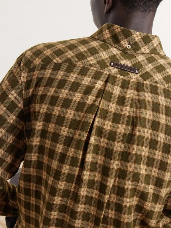 WALES BONNER Canopy Button-down Logo-embroidered Checked Cotton Shirt