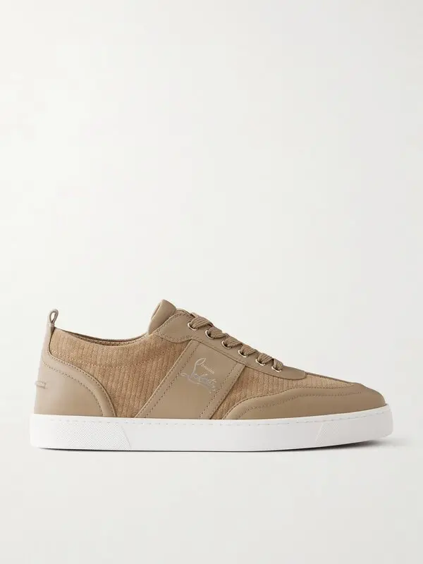 CHRISTIAN LOUBOUTIN Retero Suede And Leather Trimmed Sneakers - Neutrals