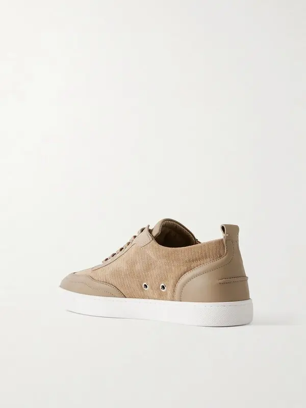 CHRISTIAN LOUBOUTIN Retero Suede And Leather Trimmed Sneakers - Neutrals