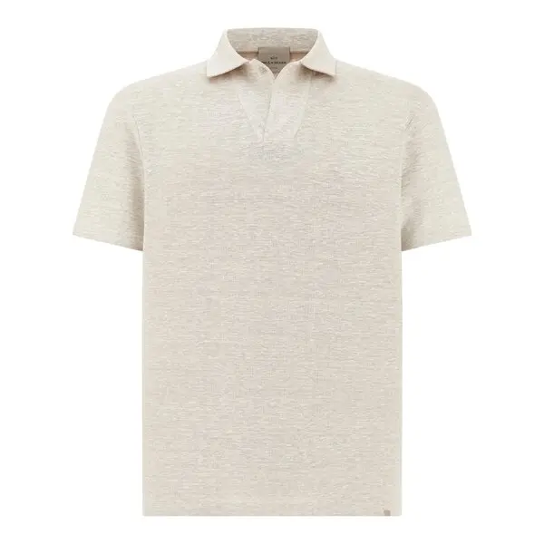 Paul & Shark Open Collar Polo In Linen Jersey