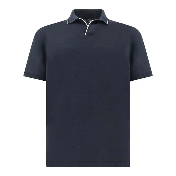 Paul & Shark Open Collar Polo In Cotton And Silk