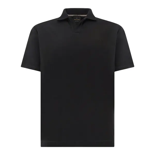 Paul & Shark Open‑collar Polo Shirt In Aqua Touch Cotton - Black
