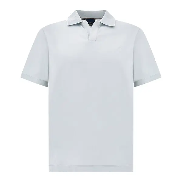 Paul & Shark Open‑collar Polo Shirt In Aqua Touch Cotton - Skyride