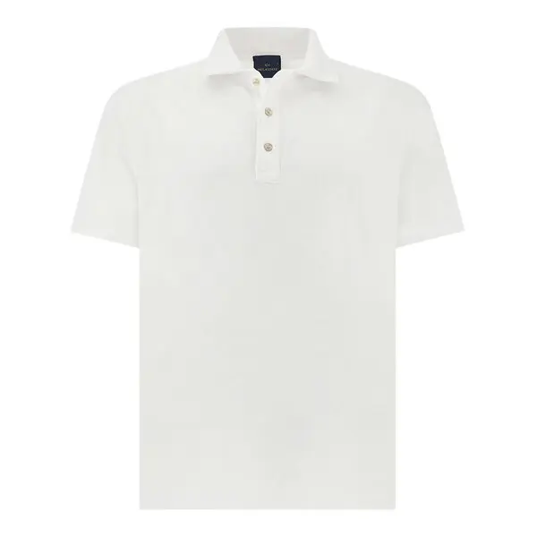 Paul & Shark Polo Shirt In Double Mercerised Cotton Jersey With Linen Details - White