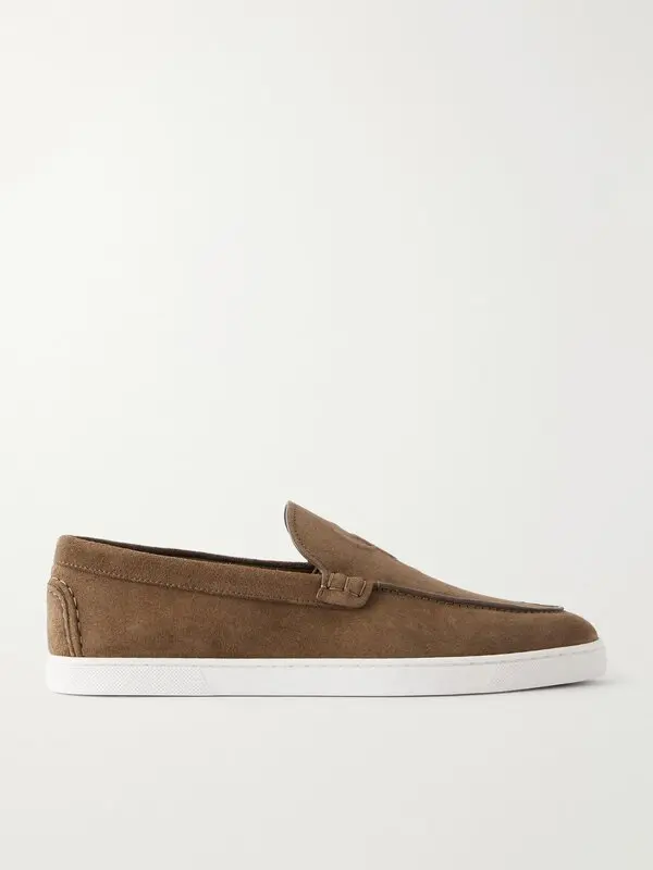 CHRISTIAN LOUBOUTIN Embossed Suede Boat Shoes