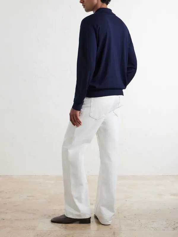 Dries Van Noten Muano Merino Wool Polo Shirt - Blue