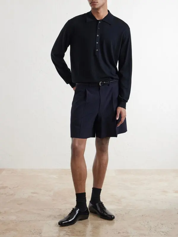 Dries Van Noten Muano Merino Wool Polo Shirt - Black
