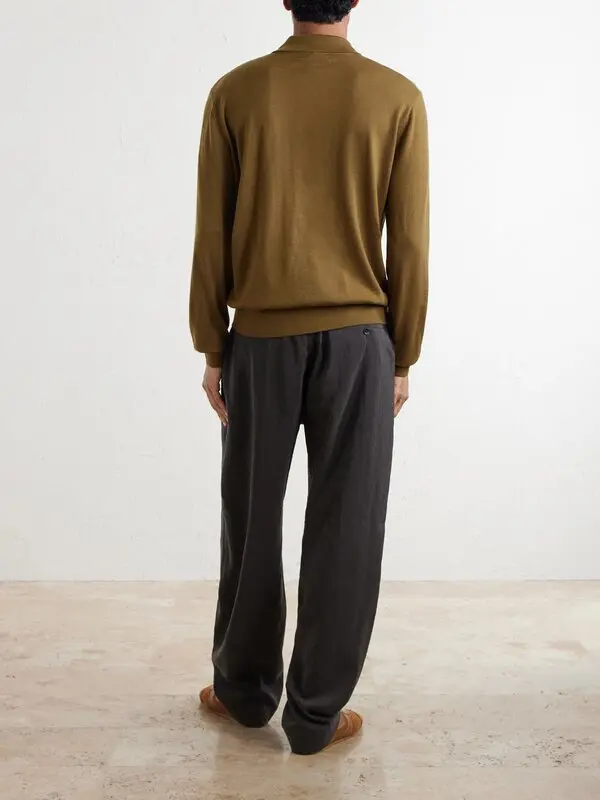 Dries Van Noten Muano Merino Wool Polo Shirt - Neutrals