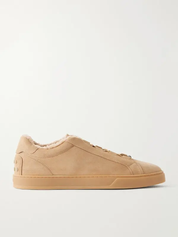 TOD'S Cassetta 04l Shearling-lined Suede Sneakers - Brown