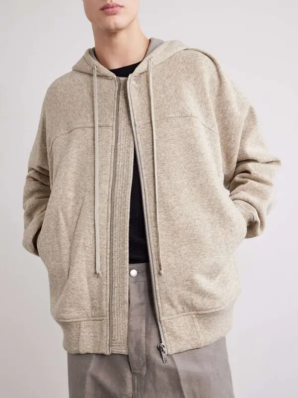 Rick Owens Wool And Cotton-blend Zip-up Hoodie