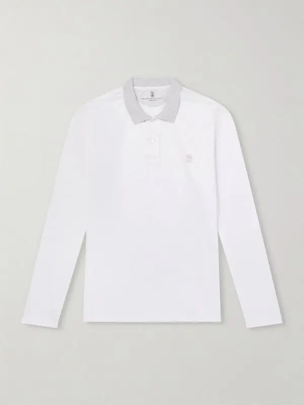 Brunello Cucinelli Logo-appliquéd Cotton-piqué Polo Shirt
