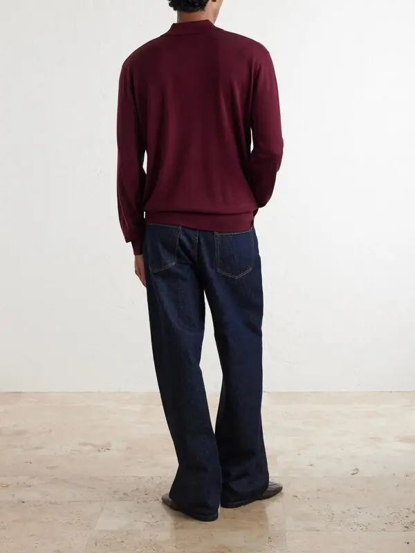 Dries Van Noten Muano Merino Wool Polo Shirt - Burgundy