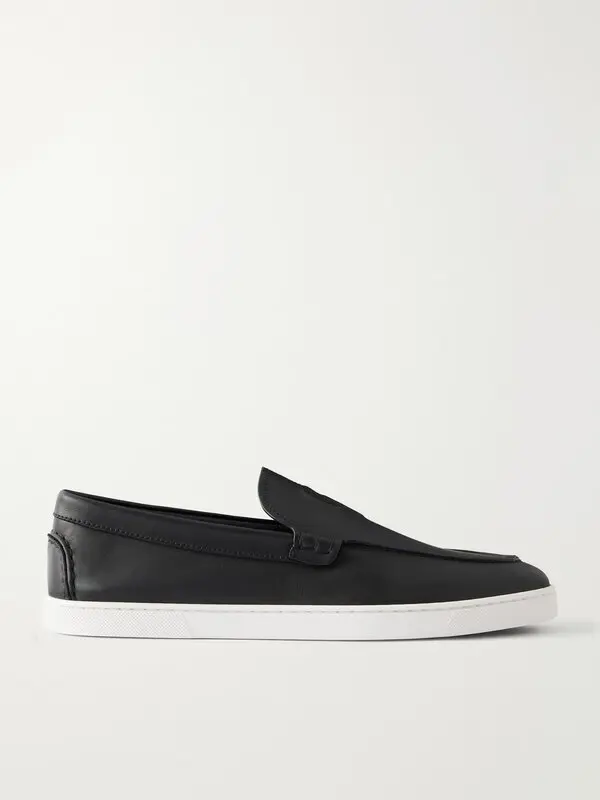CHRISTIAN LOUBOUTIN Logo-embossed Leather Boat Shoes