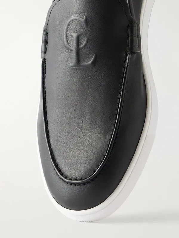 CHRISTIAN LOUBOUTIN Logo-embossed Leather Boat Shoes