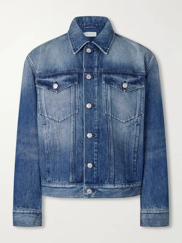Dries Van Noten Paneled Cotton-denim Trucker Jacket - Blue