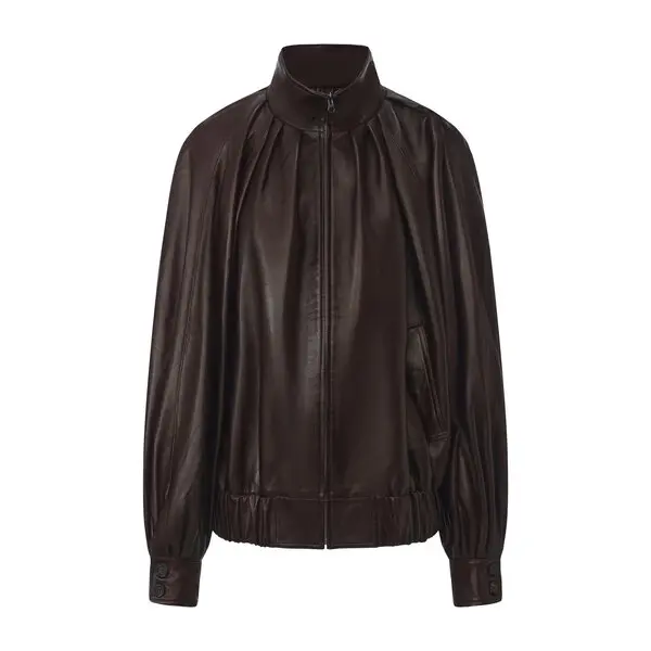 FRONT ROW SHOP Soft Pleated Balloon Leather Jacket