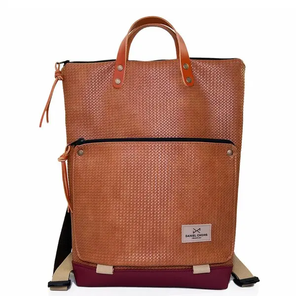 DANIEL CHONG Waterproof Iconic Book Holder Backpack With Double Zipper Rattan
