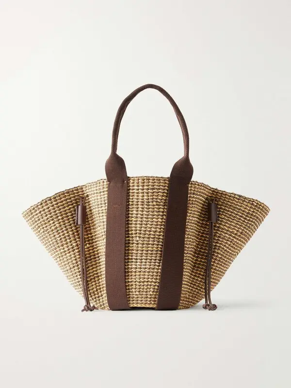 Muuñ Cotton And Leather-trimmed Raffia Tote