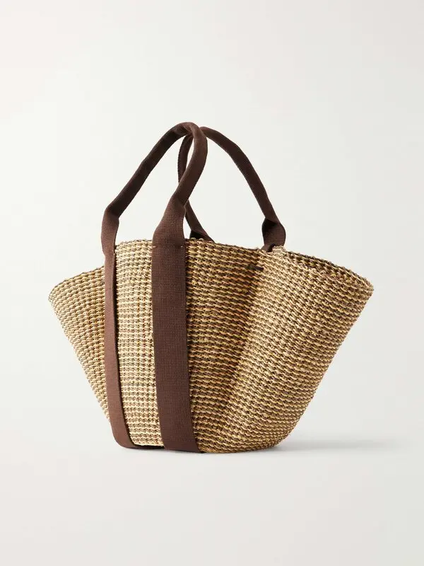 Muuñ Cotton And Leather-trimmed Raffia Tote