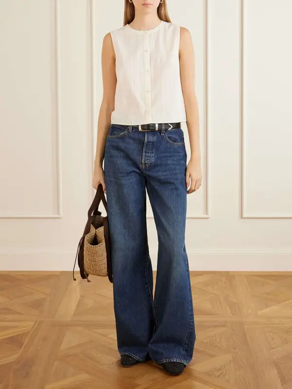 Muuñ Cotton And Leather-trimmed Raffia Tote