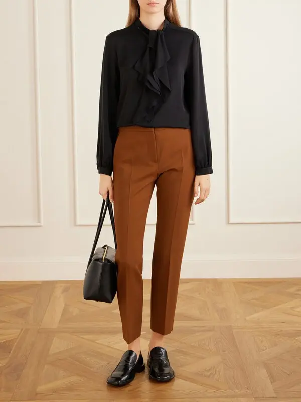 Max Mara Mxmacino Wool-blend Mid-rise Slim-leg Pants