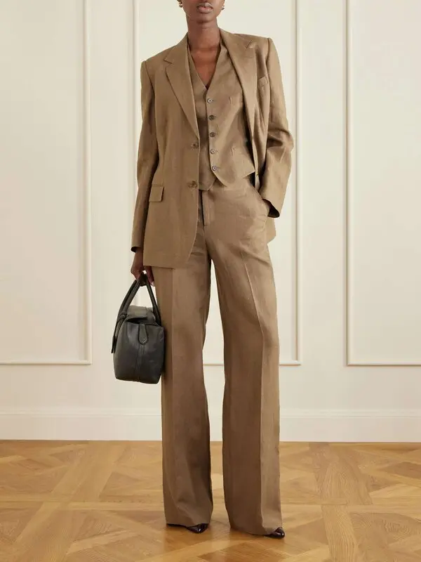 Ralph Lauren Dean Linen Wide-leg Pants - Light Brown