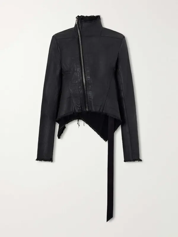 Rick Owens Naska Gary Distressed Waxed Denim Jacket