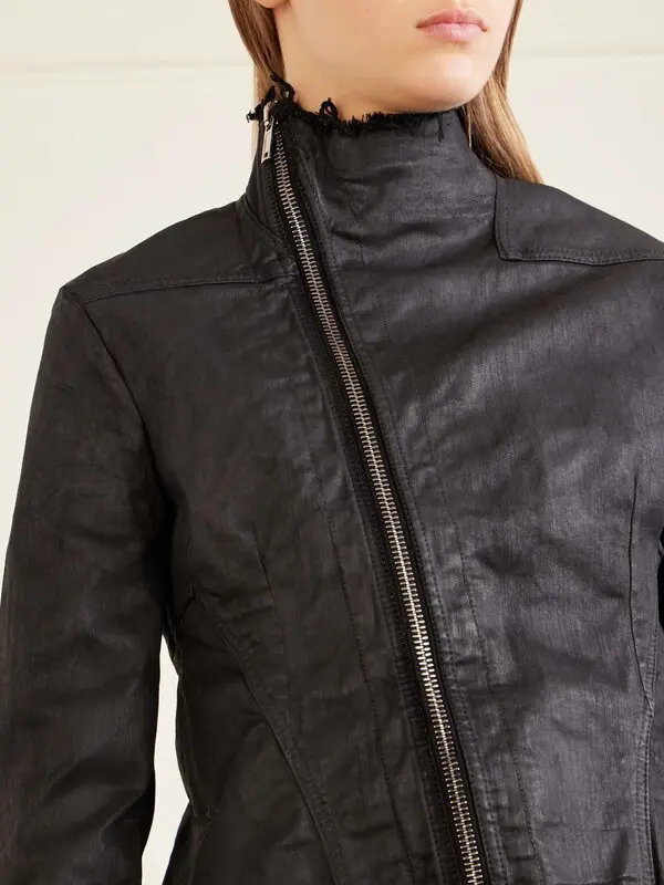 Rick Owens Naska Gary Distressed Waxed Denim Jacket