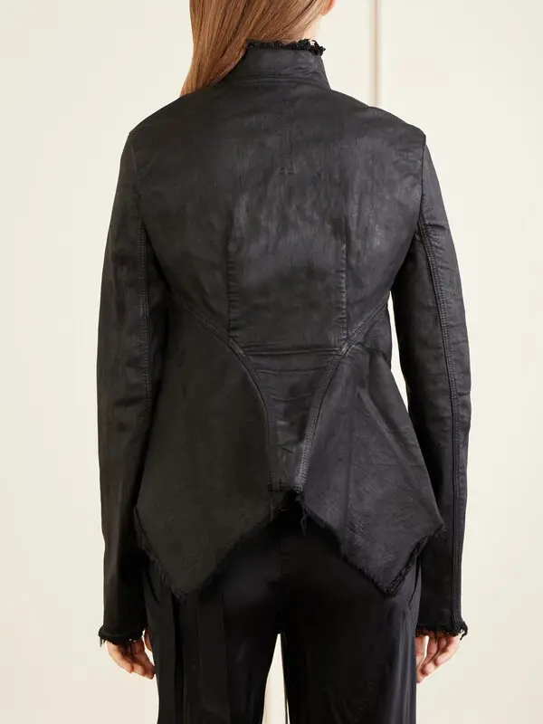 Rick Owens Naska Gary Distressed Waxed Denim Jacket