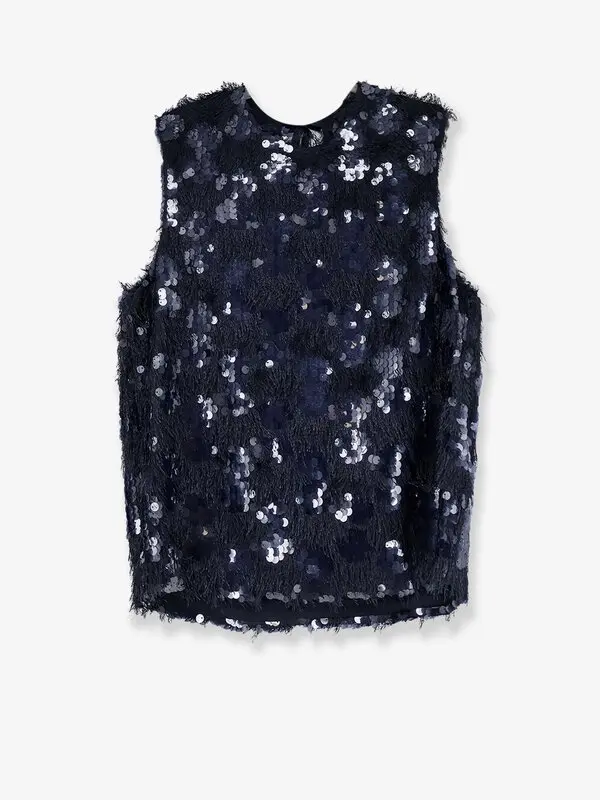 SEMICOUTURE Fringed Top Wwith Sequins
