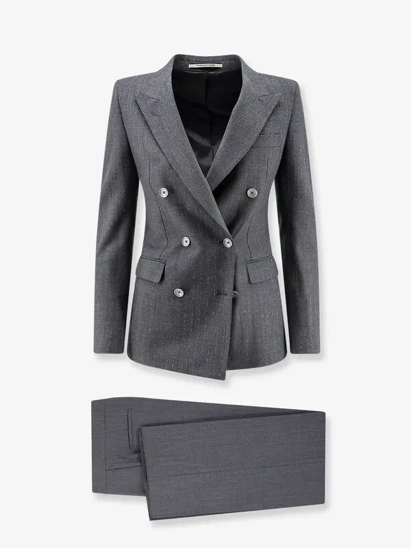 Tagliatore Parigi Stretch Virgin Wool Suit With Pinstripe Effect