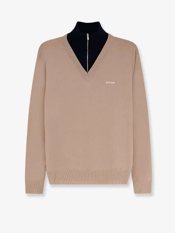 Miu Miu Cashmere Sweater With Logo Inlay