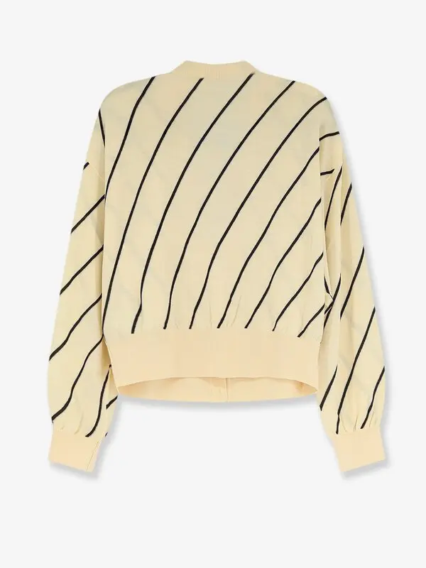 Versace Wool Blend Cardigan With Striped Detail