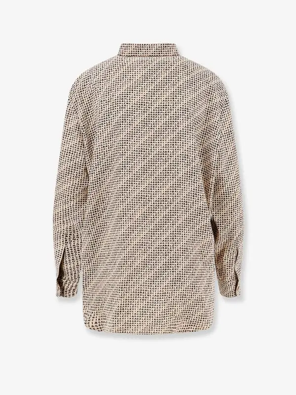 Balenciaga All-over Print Silk Shirt - Beige