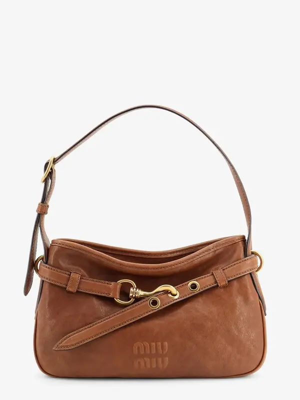 Miu Miu Aventure Leather Bag With Embossed Front Logo