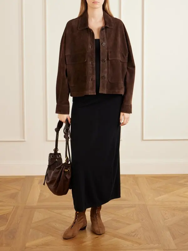 HERBERT LEVINE Suede Ankle Boots With Fold-down Shaft