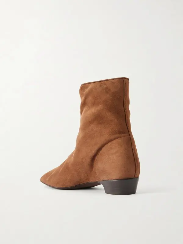 HERBERT LEVINE Suede Ankle Boots With Fold-down Shaft