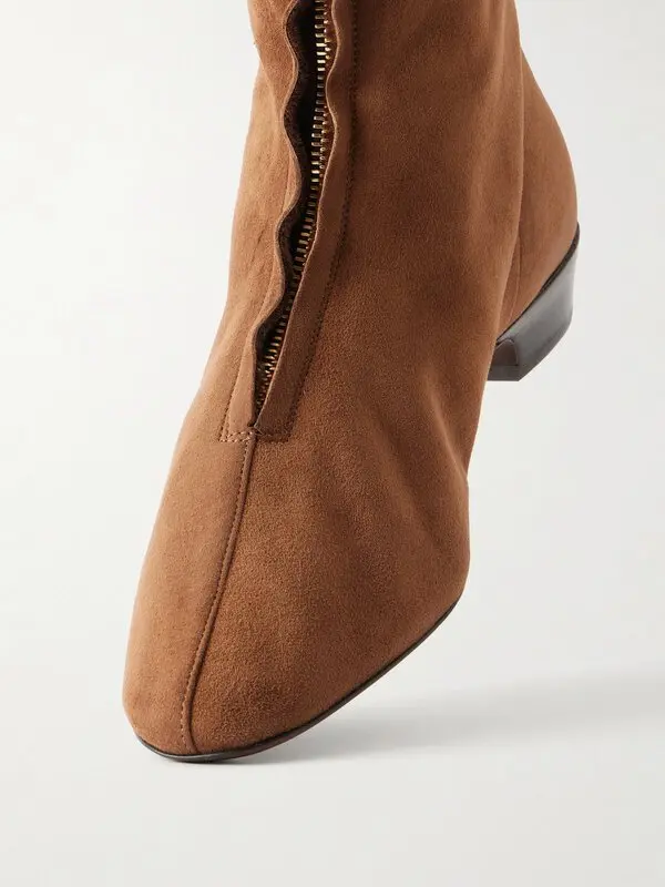 HERBERT LEVINE Suede Ankle Boots With Fold-down Shaft
