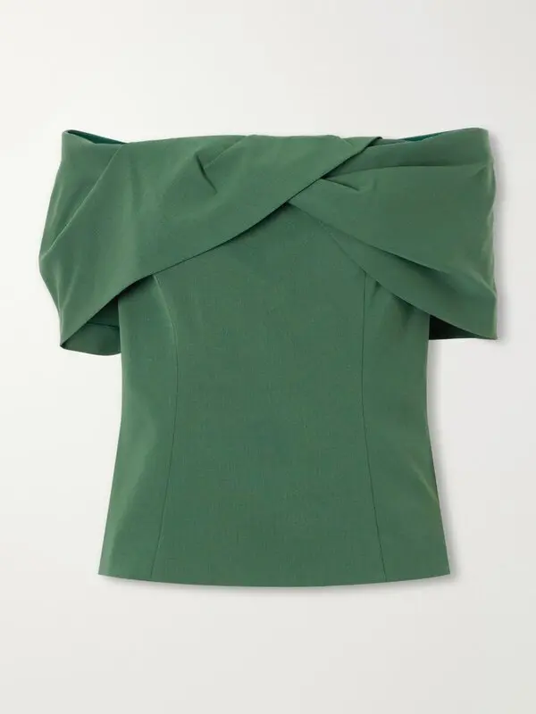 Carolina Herrera Off-the-shoulder Wool-blend Blouse - Green