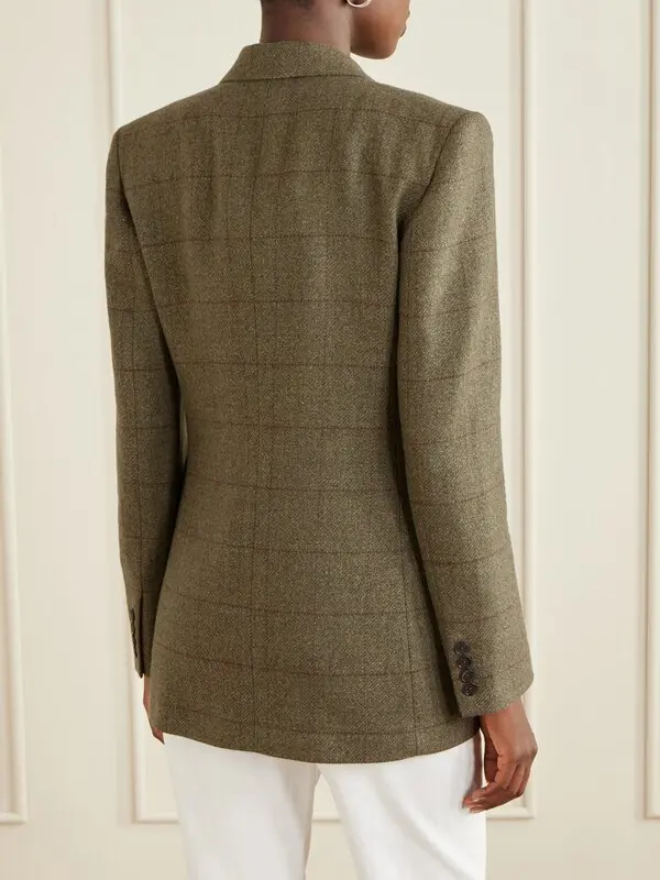 Ralph Lauren Ramona Double-breasted Windowpane Blazer