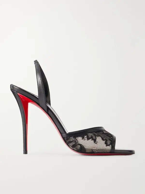 CHRISTIAN LOUBOUTIN Miss Z 100 Lace And Leather Slingback Sandals - Black