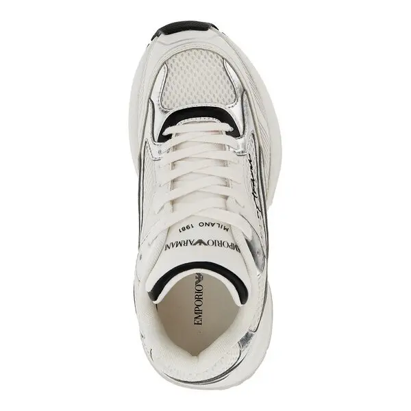 Emporio Armani Lace-up Sneakers With Metallic Leather Accents
