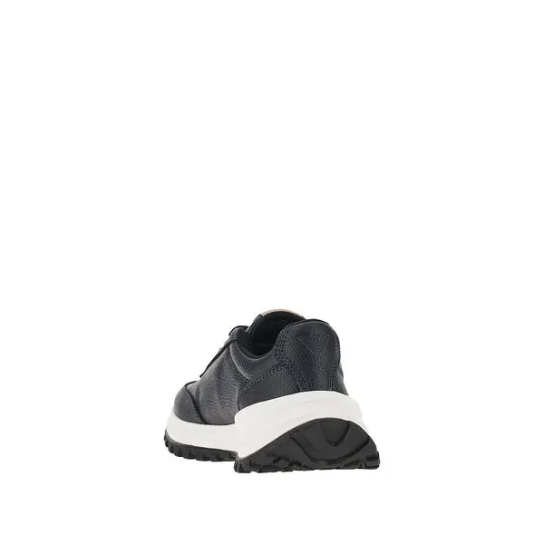 Emporio Armani Grained Leather Sneakers With Logo Detail