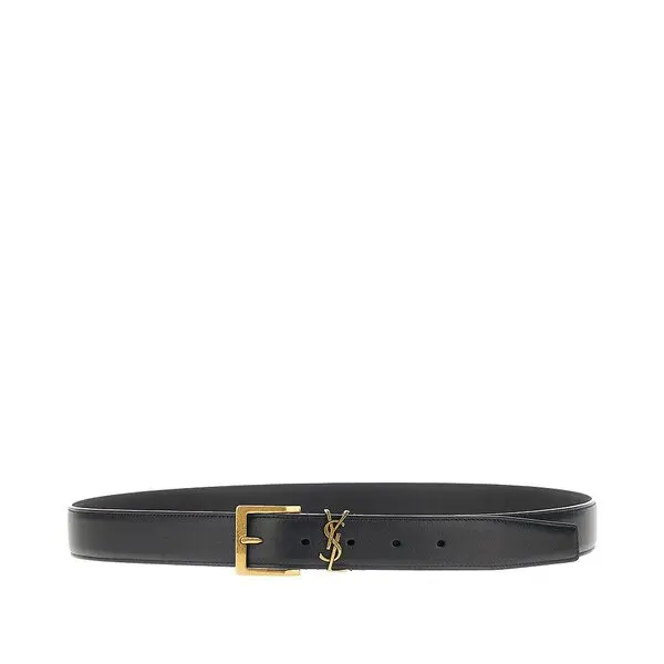 Saint Laurent Leather Belt With Cassandre Logo