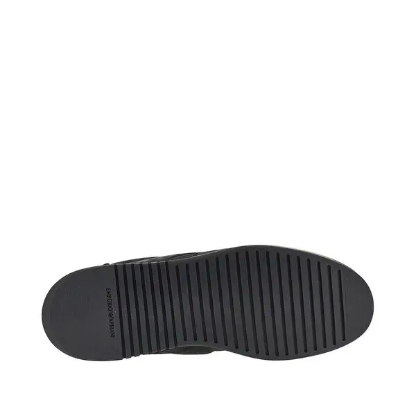 Emporio Armani Nylon And Leather Sneakers With Eagle Logo
